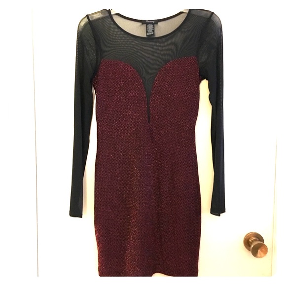 Timing | Dresses | Sexy Red Sparkly Long Sleeve Dress | Poshmark